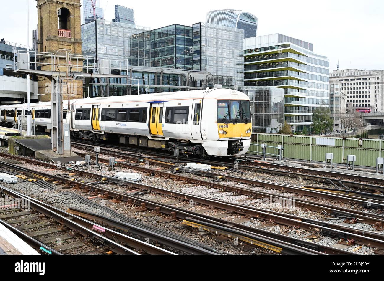 London, London City, UK-November 30th 2021: A southeastern class 376 ...