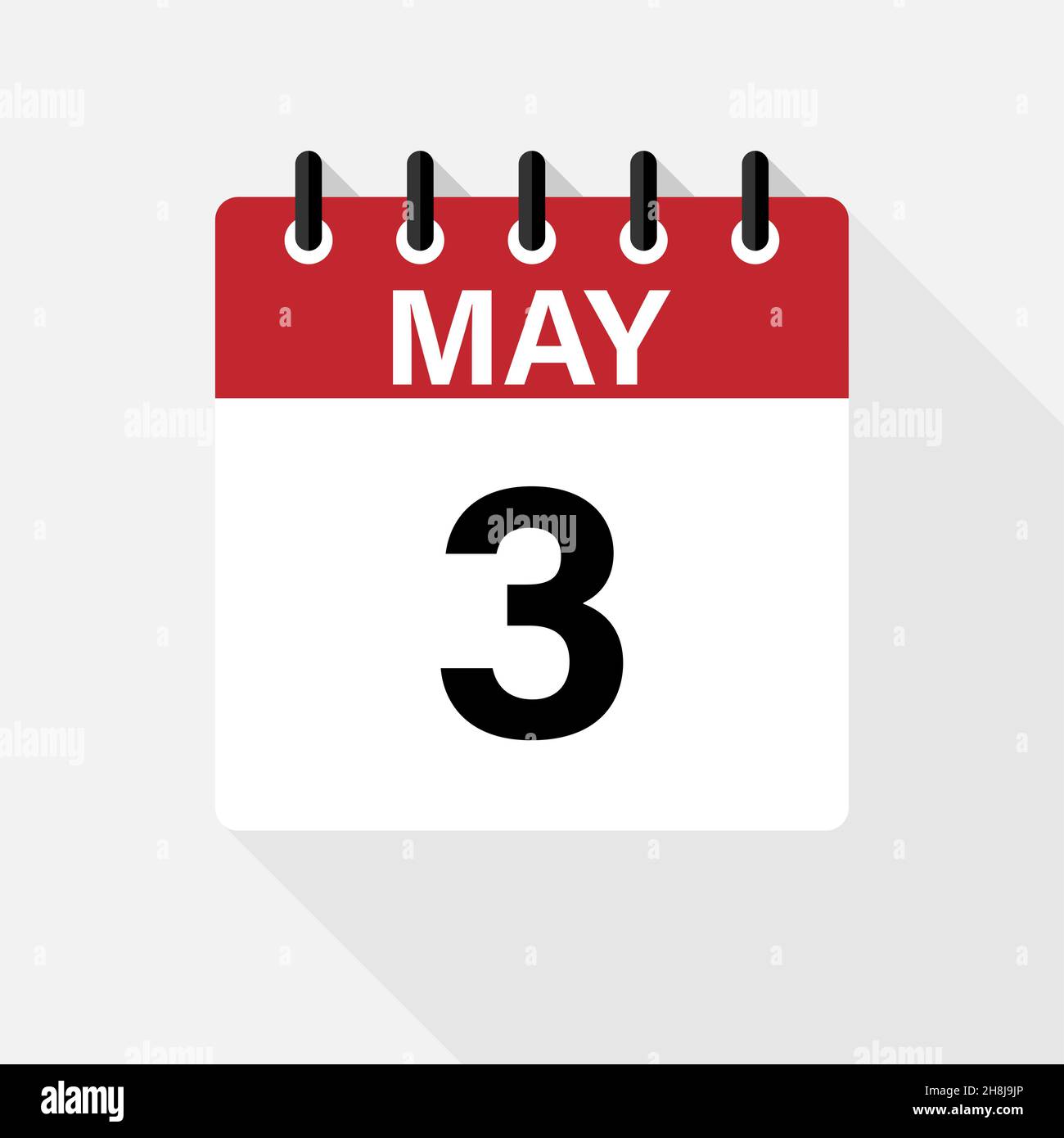 May - Calendar Icon. Calendar Icon with shadow. Flat style. Date, day ...