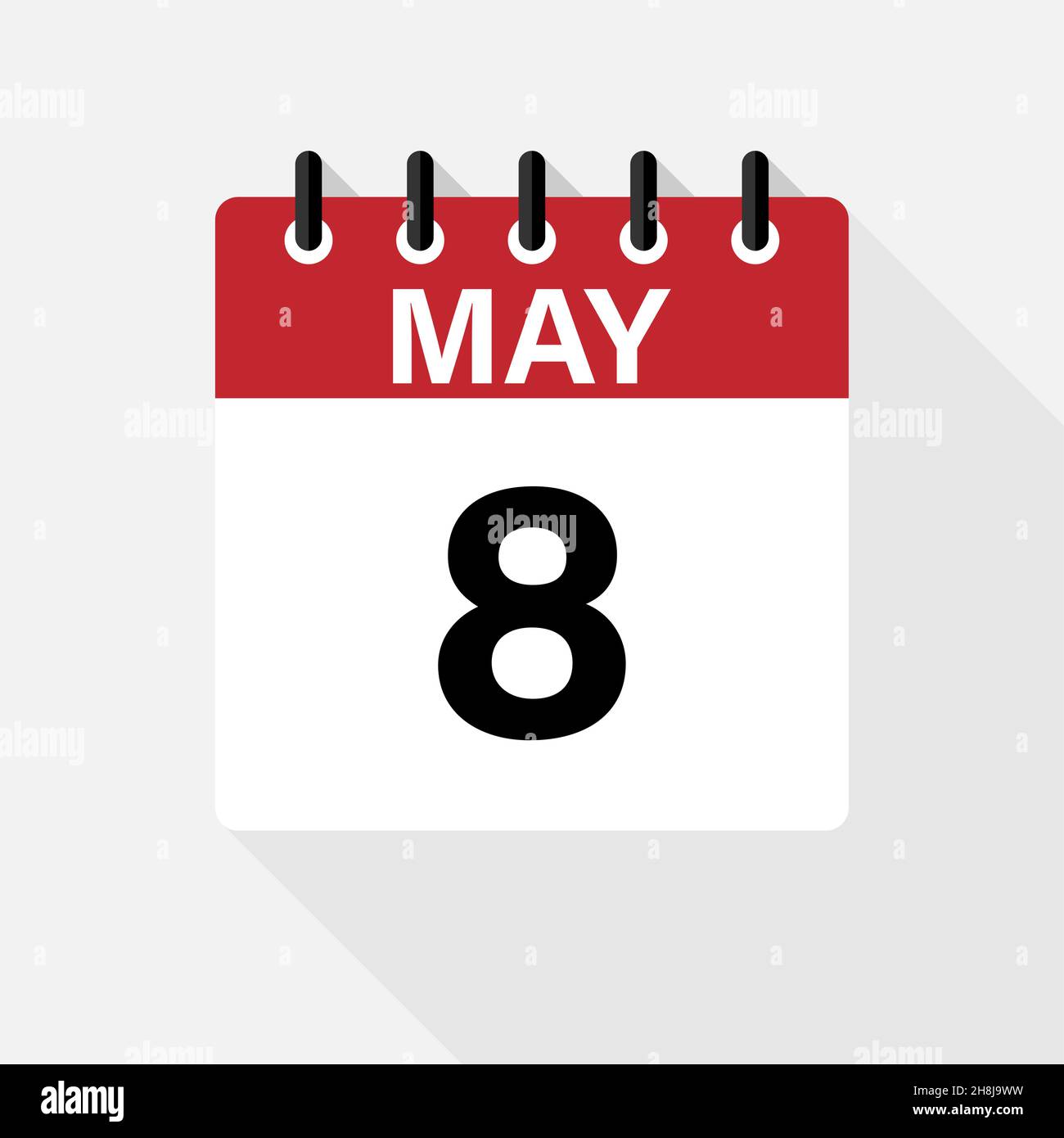 May - Calendar Icon. Calendar Icon with shadow. Flat style. Date, day ...