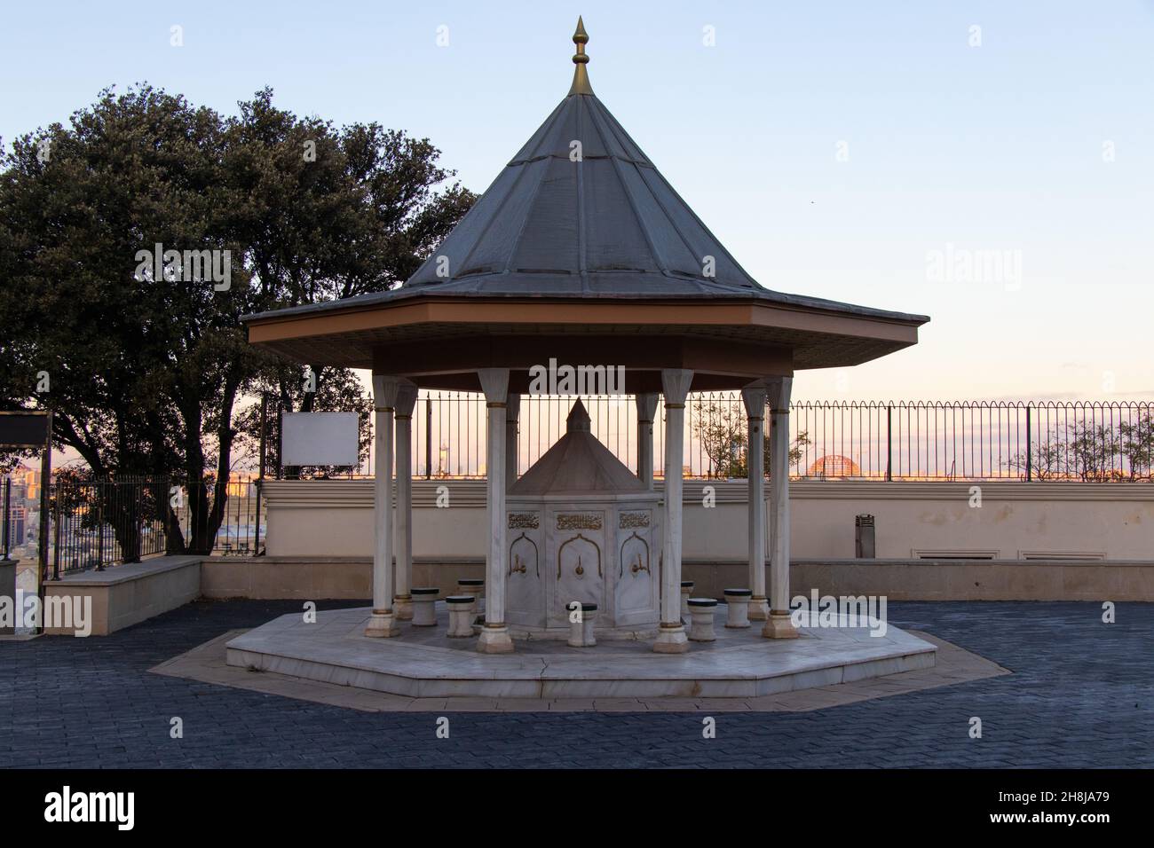 Traditional Turkish marble fountains for ritual ablution in Shehidler ...