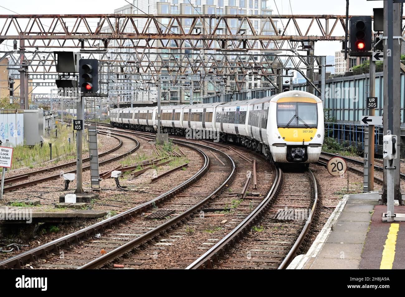 London, London City, UK-November 30th 2021: A class 357 electric train ...
