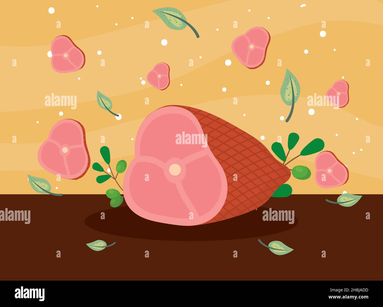 ham leg illustration with leaves Stock Vector Image & Art - Alamy