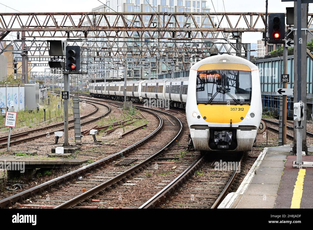 London, London City, UK-November 30th 2021: A class 357 electric train ...