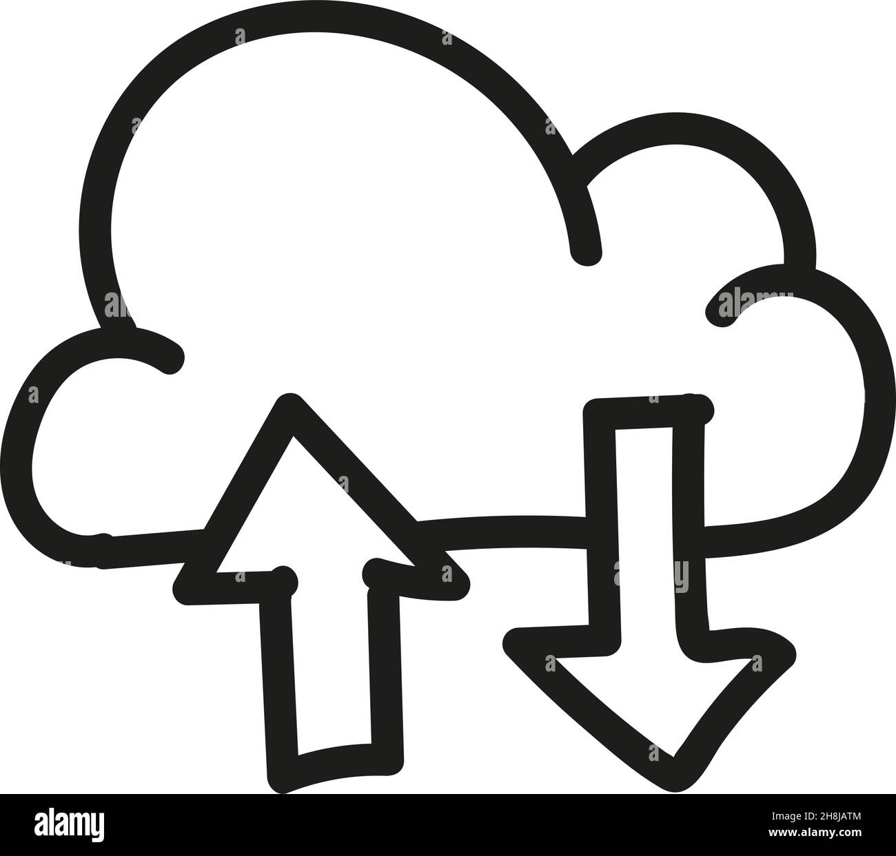 Hand drawn cloud storage icon in doodle style isolated Stock Vector ...