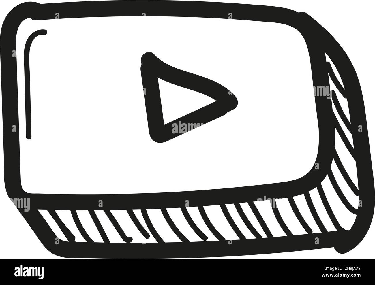 Hand drawn button play icon in doodle style isolated Stock Vector Image ...