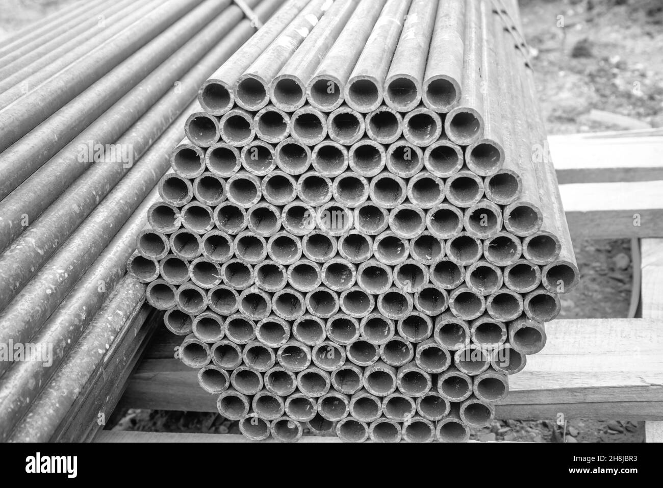 Grey PVC sewer pipes on construction site Stock Photo - Alamy