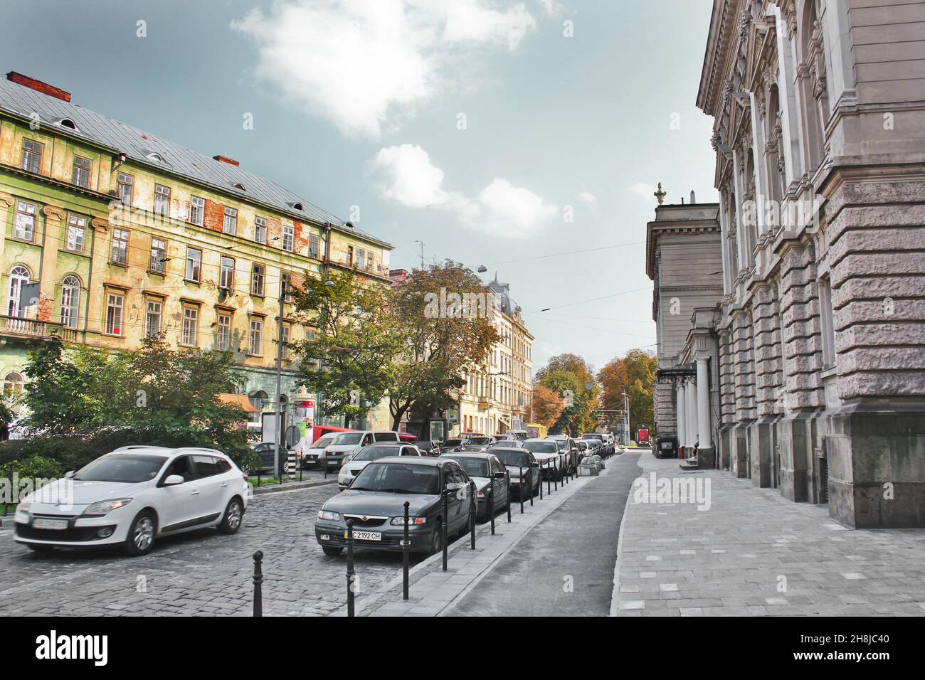 Lviv, Ukraine - August 23, 2018: Beautiful street of the historic city ...