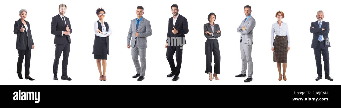 Set of full length portraits business people, managers, executives ...