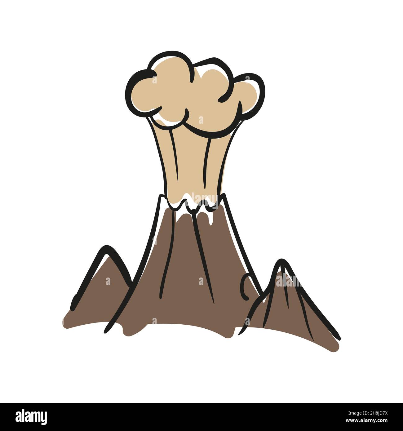 Vector volcano doodle icon. Hand drawn sketch. Sign cartoon symbol ...