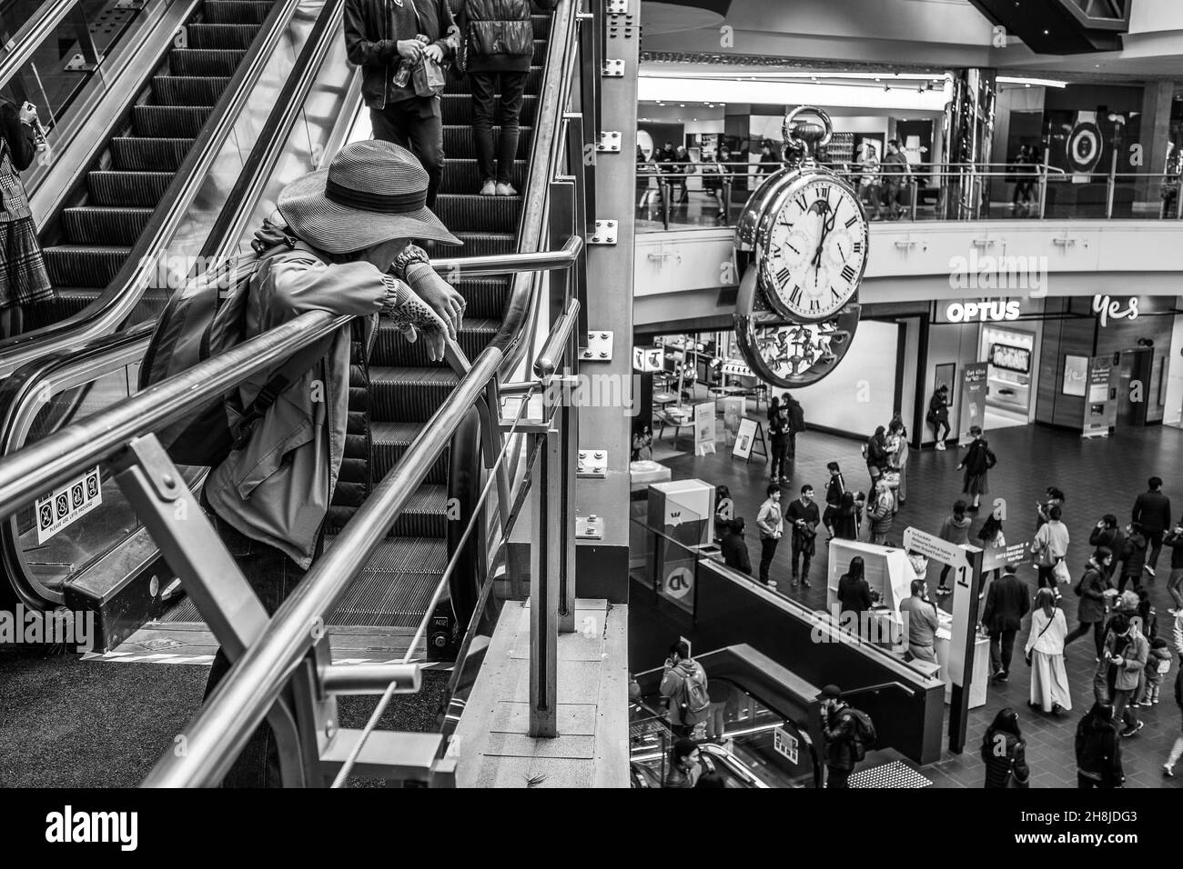 MELBOUR, AUSTRALIA - Nov 16, 2019: A grayscale view of Melbourne city ...
