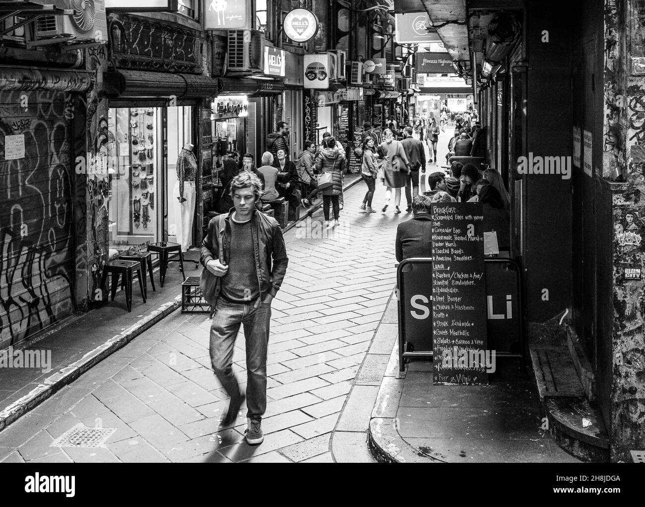 MELBOUR, AUSTRALIA - Nov 16, 2019: A grayscale view of Melbourne city ...