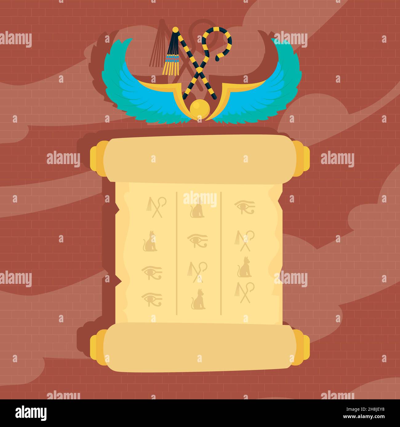 egypt hieroglyph card and wings Stock Vector Image & Art - Alamy