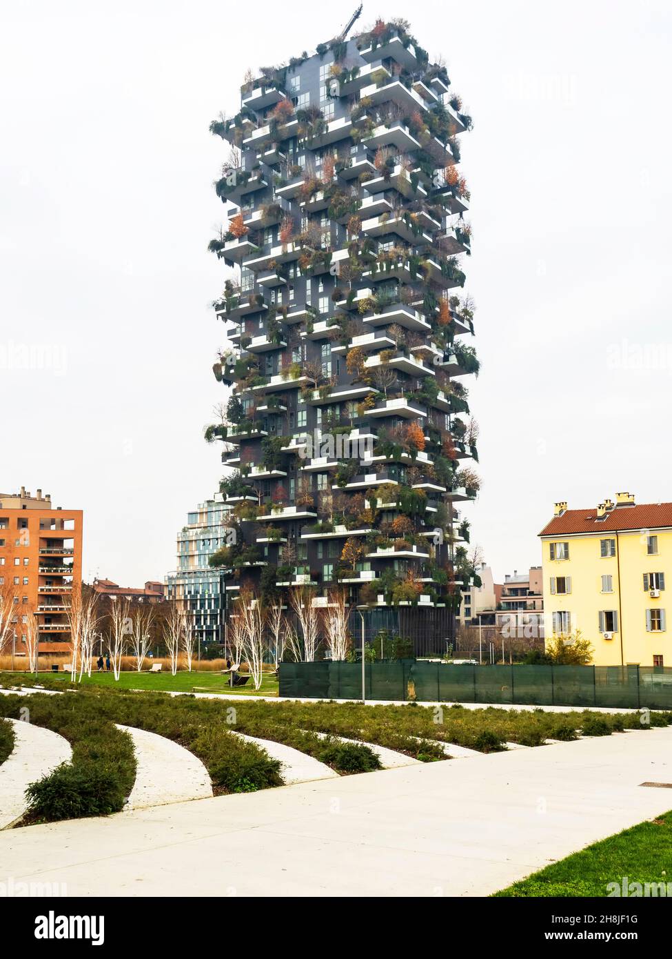 Milan, Lombardy, Italy. December 2019. Trees with autumn leaves in ...
