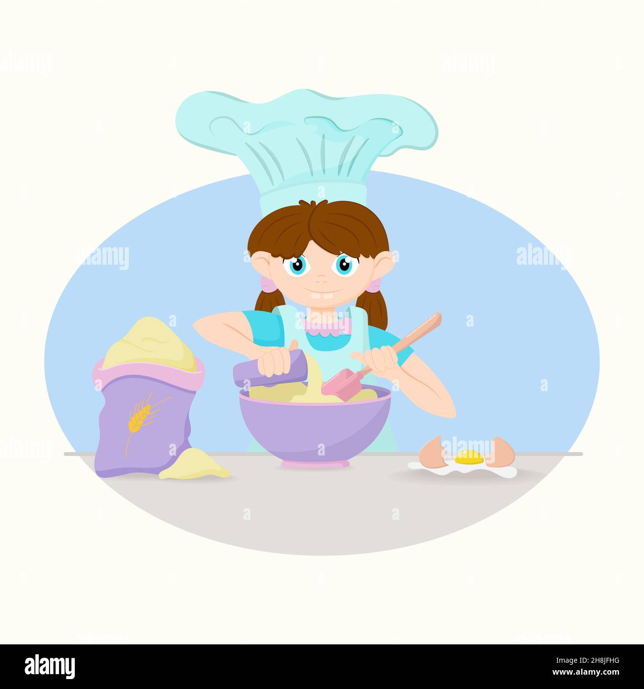 Little Girl Baking Clipart