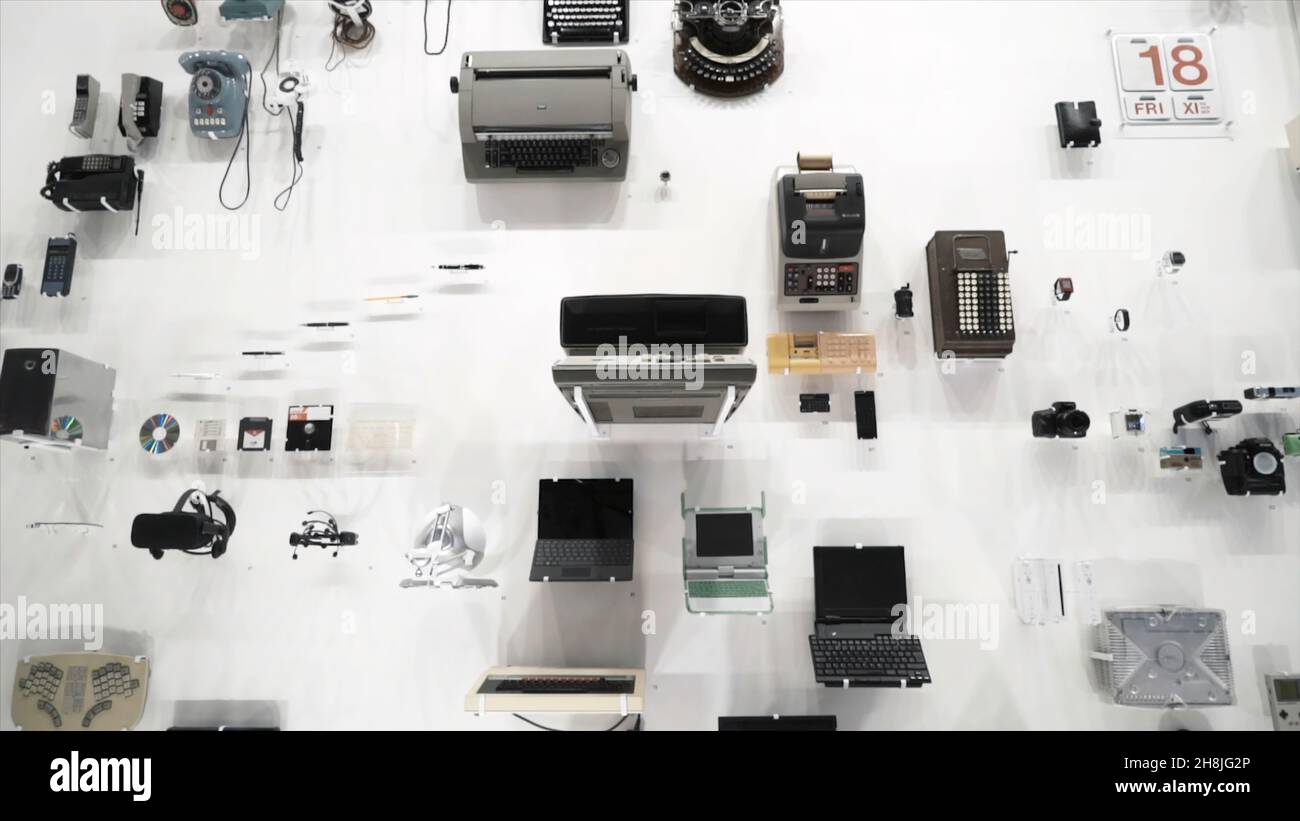 Exhibition of computer devices created at the different times in the ...