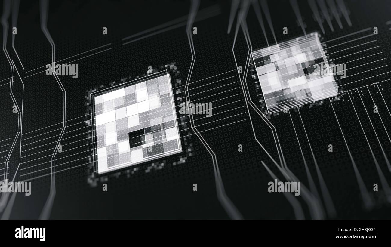 Monochrome Animation Of Processors Cpu Motherboard Digital Chip