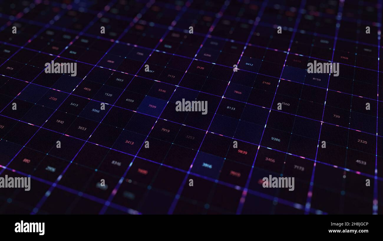 Neon cells and numbers. Animation. Numbers that appear in neon cells ...