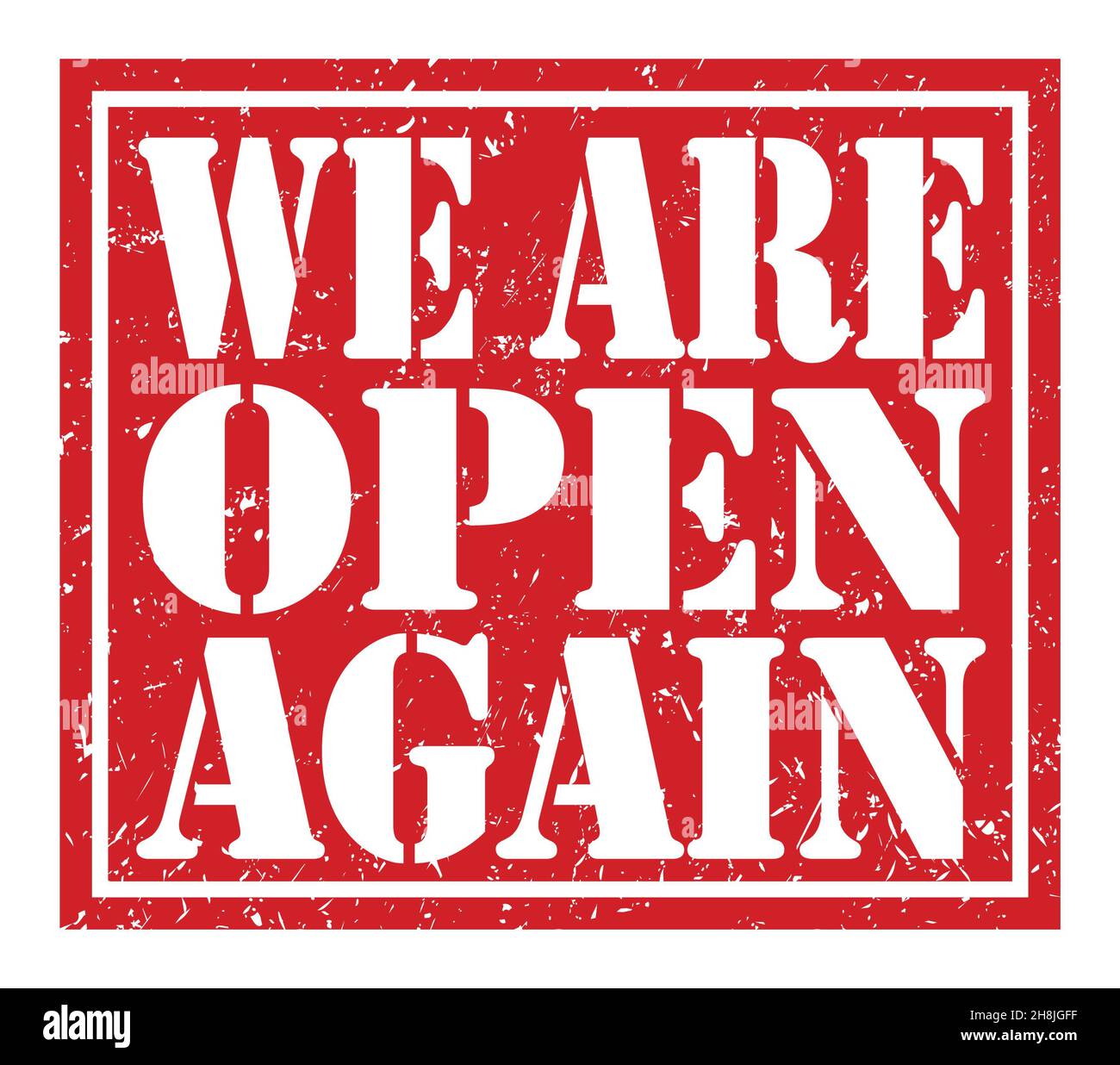 WE ARE OPEN AGAIN, words written on red stamp sign Stock Photo - Alamy