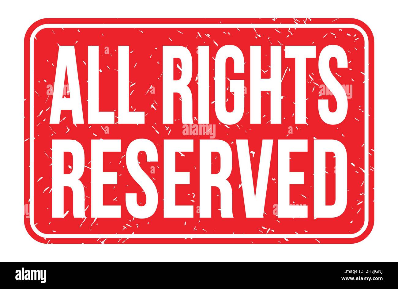 ALL RIGHTS RESERVED, words written on red rectangle stamp sign Stock ...