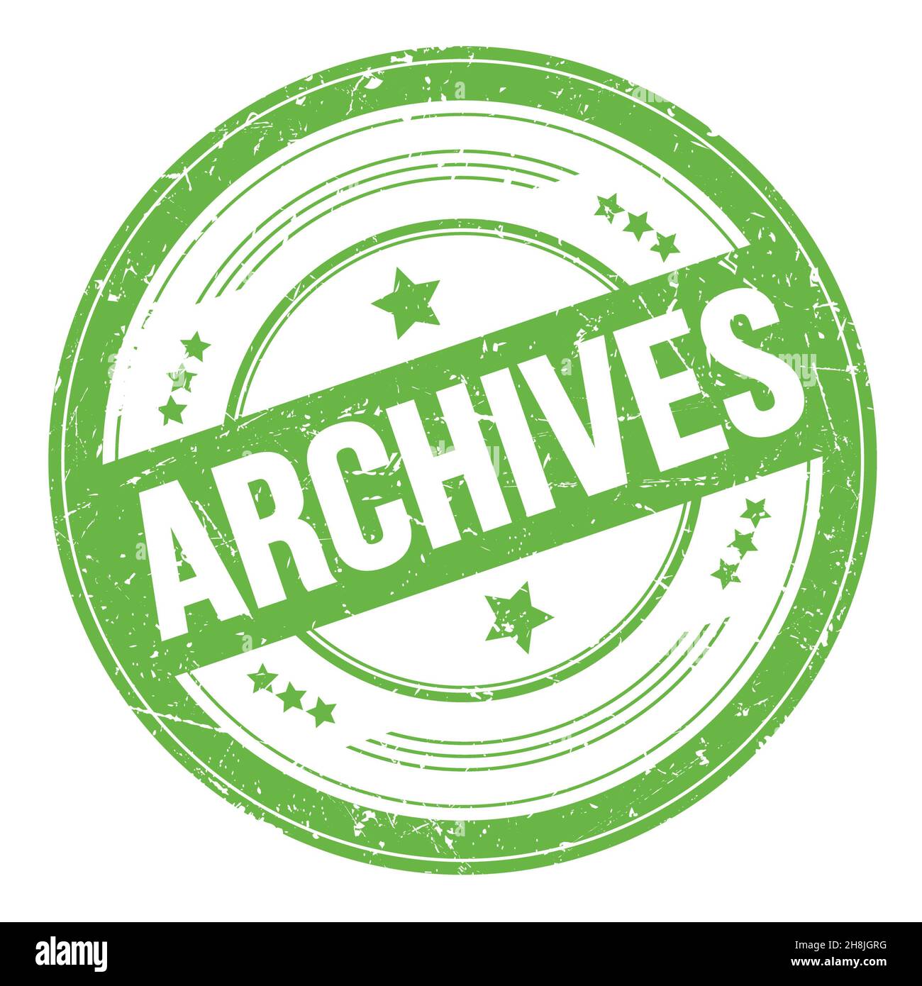 ARCHIVES text on green round grungy texture stamp Stock Photo - Alamy