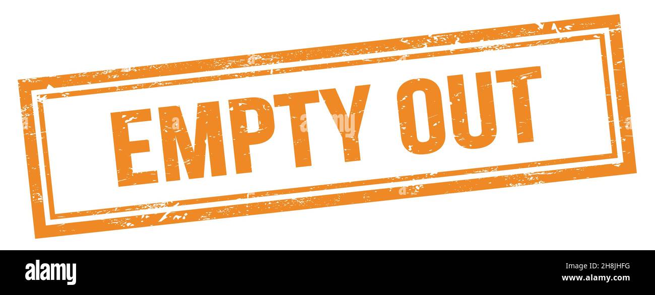 EMPTY OUT text on orange grungy vintage rectangle stamp Stock Photo - Alamy
