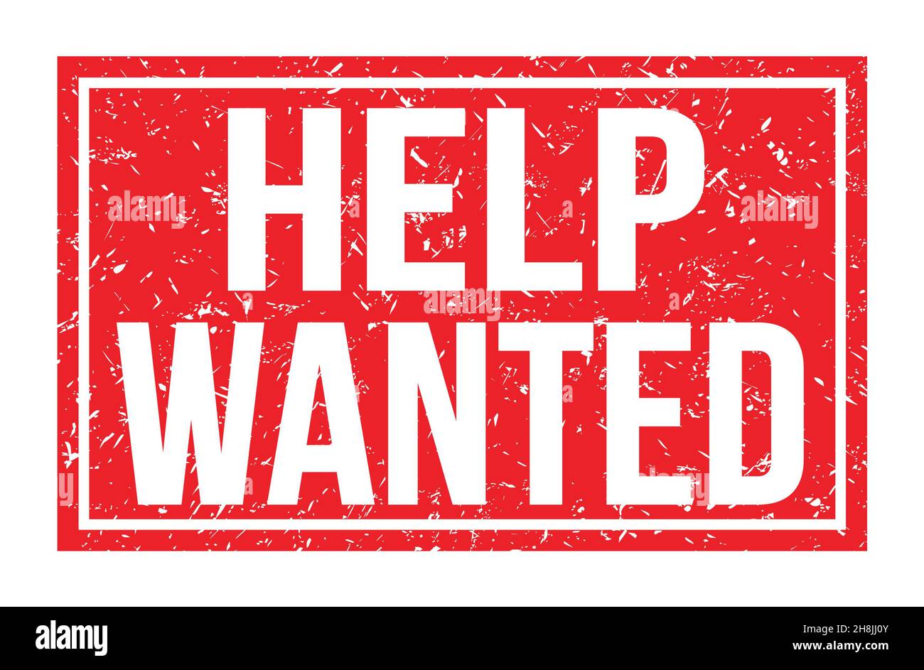 HELP WANTED, words written on red rectangle stamp sign Stock Photo - Alamy