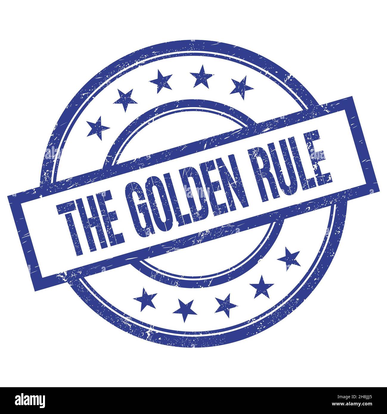 THE GOLDEN RULE text written on blue round vintage rubber stamp Stock ...