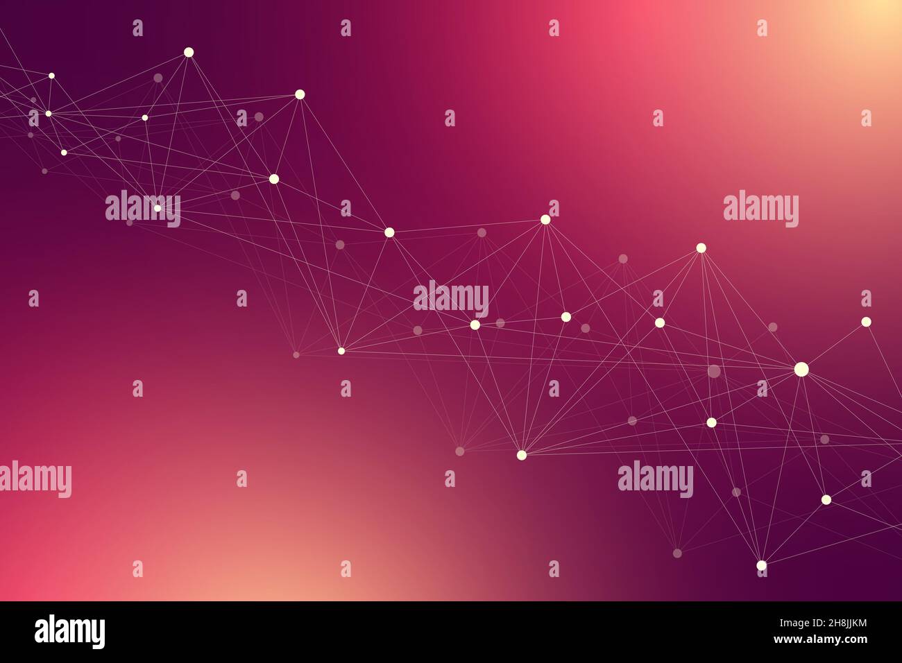 Technology abstract background with connected line and dots. Big data visualization. Artificial ...
