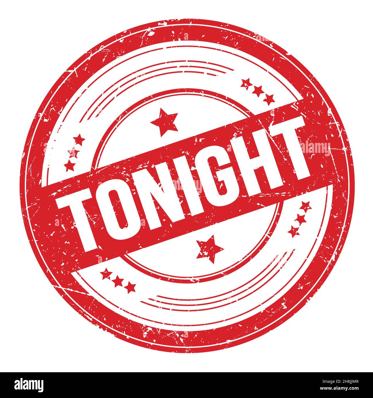 TONIGHT text on red round grungy texture stamp Stock Photo - Alamy