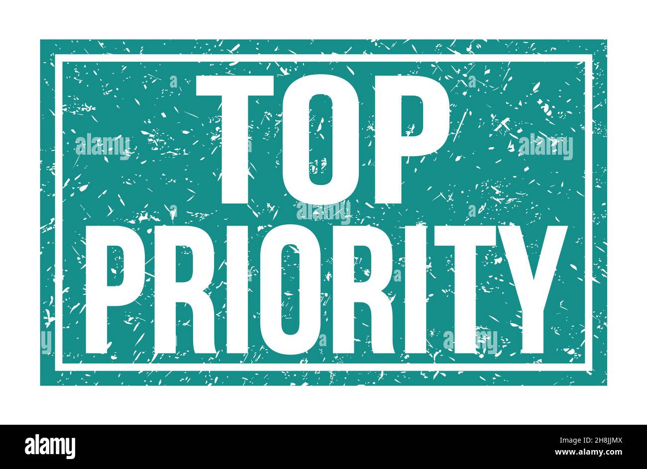TOP PRIORITY, words written on blue rectangle stamp sign Stock Photo ...