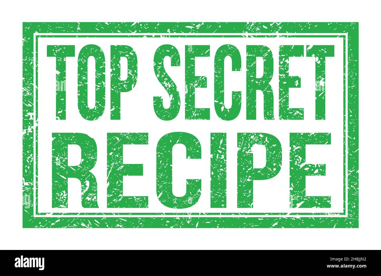 TOP SECRET RECIPE, words written on green rectangle stamp sign Stock ...