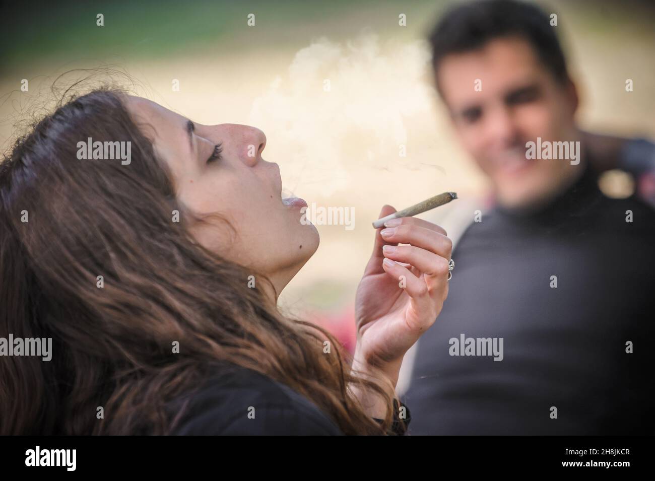 Woman smoking weed hi-res stock photography and images - Alamy