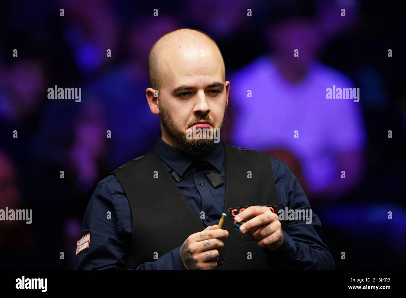 Luca Brecel during his game against Stephen Maguire on day eight of the ...