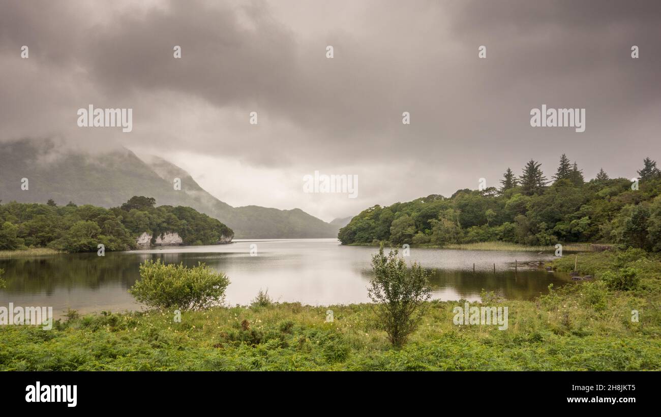 Muckross Lake, also called Middle Lake or The Torc, in Killarney ...