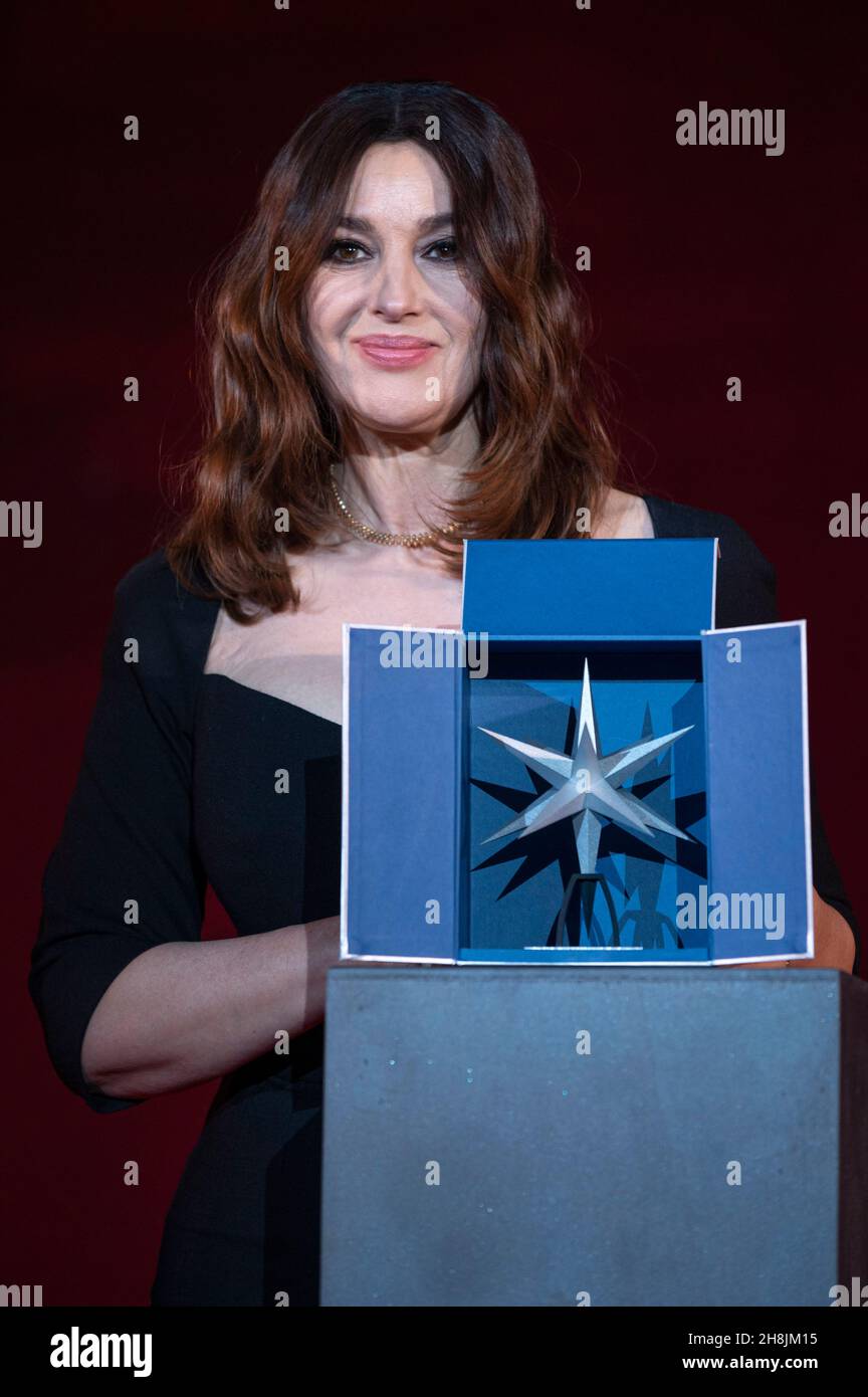 Turin, Italy. 30th Nov, 2021. Turin. Monica Bellucci receives the ...