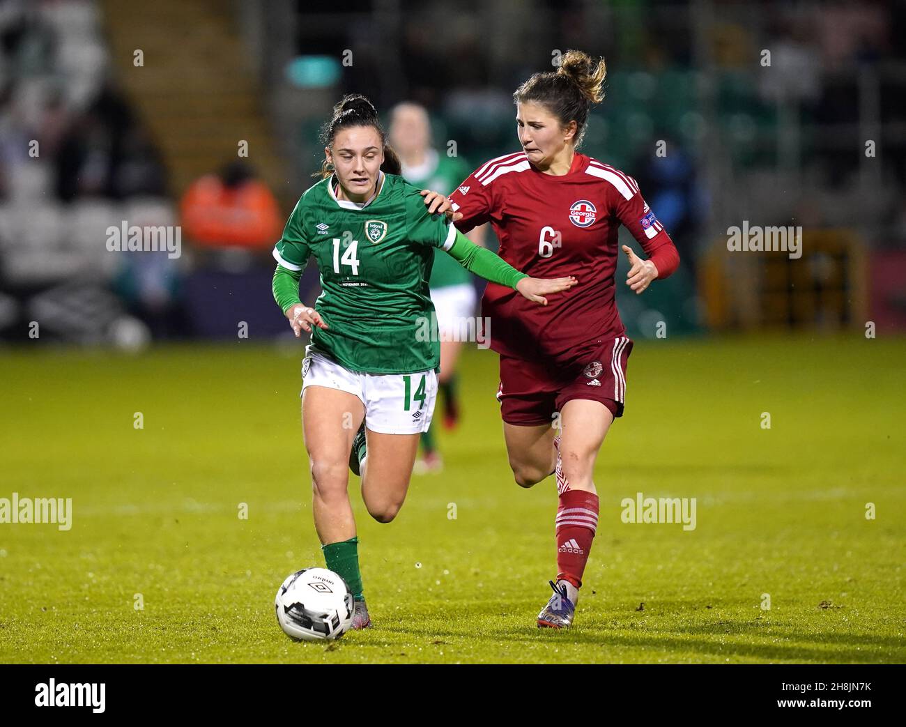 Republic of Ireland's Jessica Ziu (left) and Georgia's Natia Danelia ...