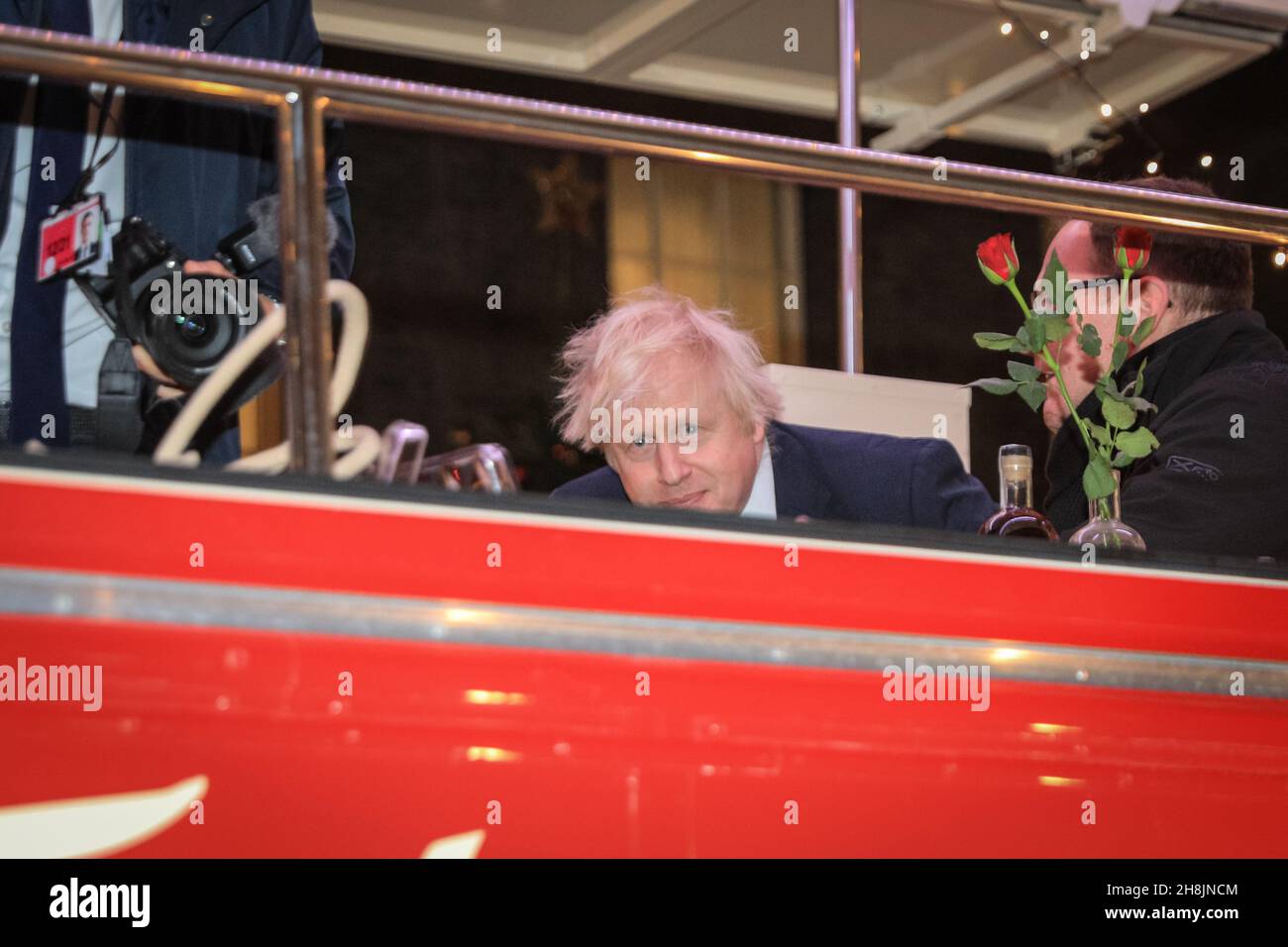 Westminster, London, UK. 30th Nov, 2021. Boris Johnson atop a red ...