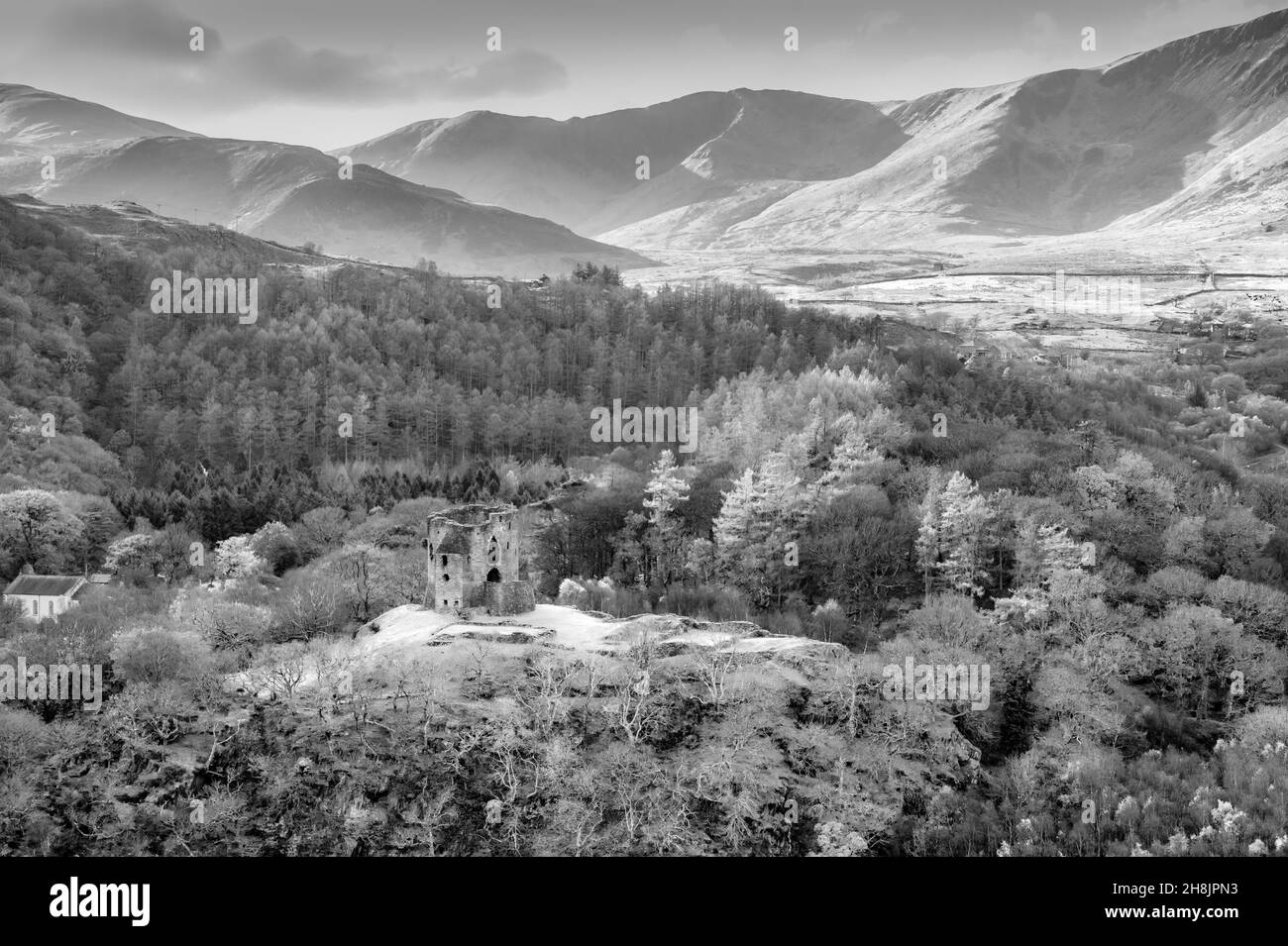 This is the 13th century medieval-round tower fortress of Dolpadarn ...