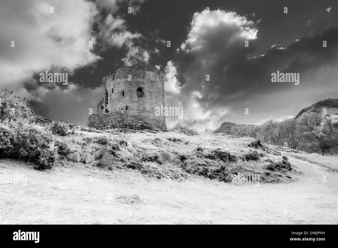 This is the 13th century medieval-round tower fortress of Dolpadarn ...