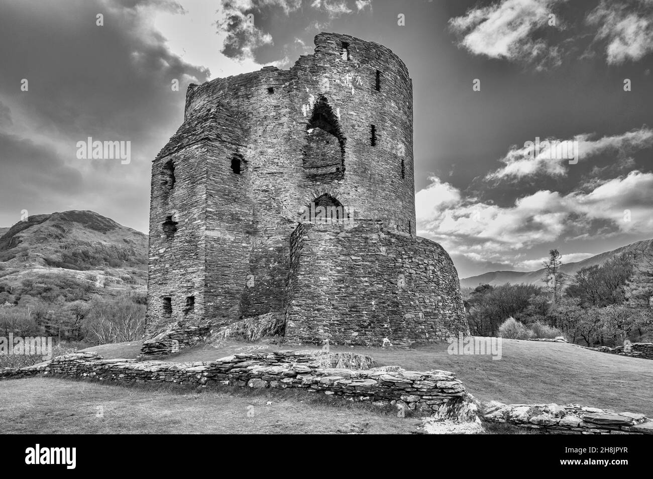 This is the 13th century medieval-round tower fortress of Dolpadarn ...