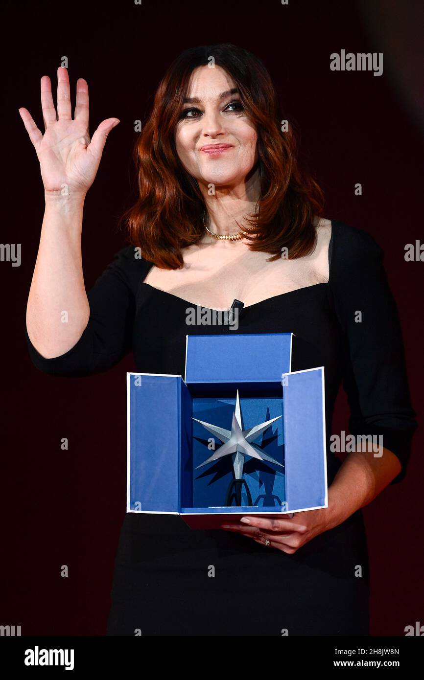 Turin, Italy. 30 November 2021. Monica Bellucci gestures during a ...