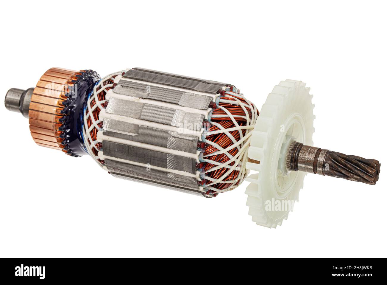 Rotor or of anchor electric motor closeup, isolated on white background ...