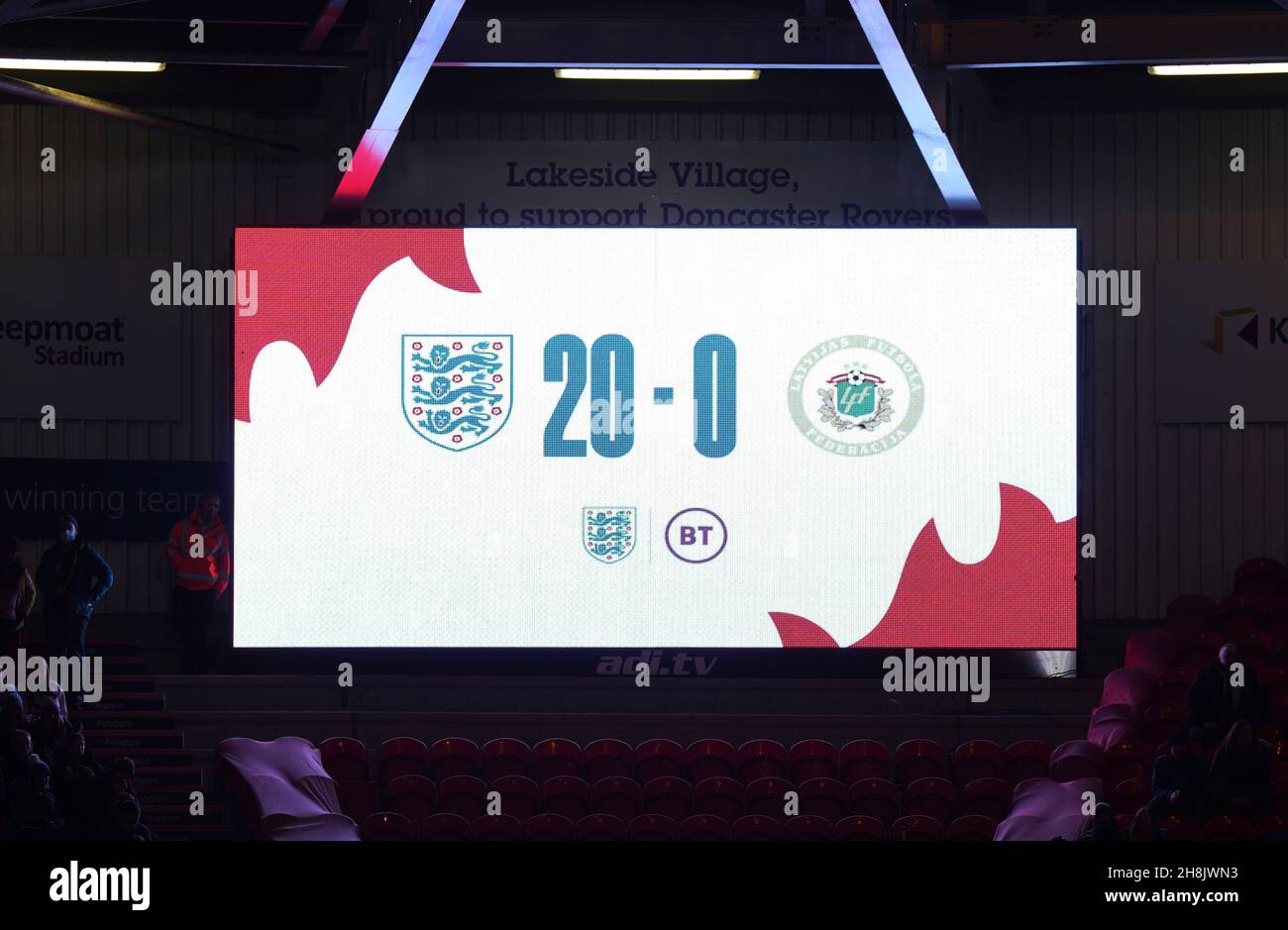 The scoreboard reading 20-0 during the Women's FIFA World Cup ...