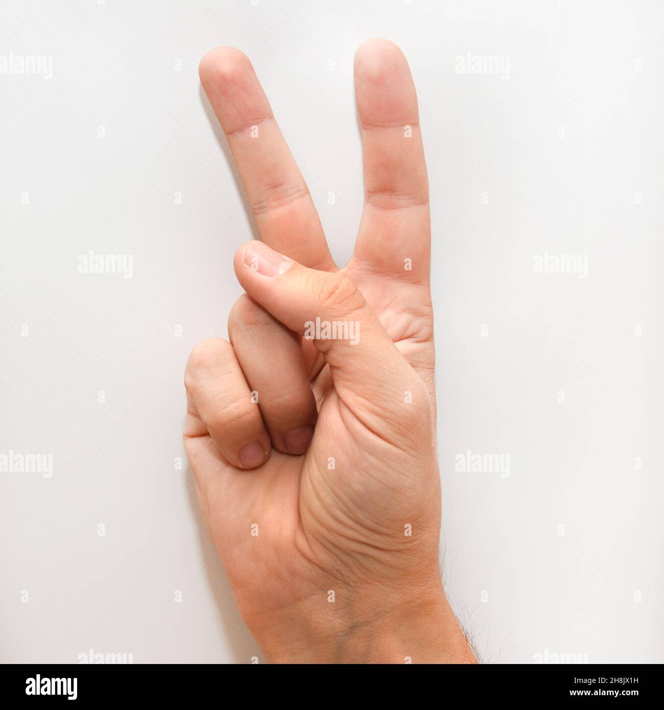 Letter V in American Sign Language (ASL) for deaf people Stock Photo ...