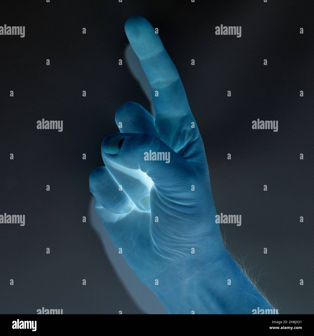 Letter Z in American Sign Language (ASL), negative photo, finger ...