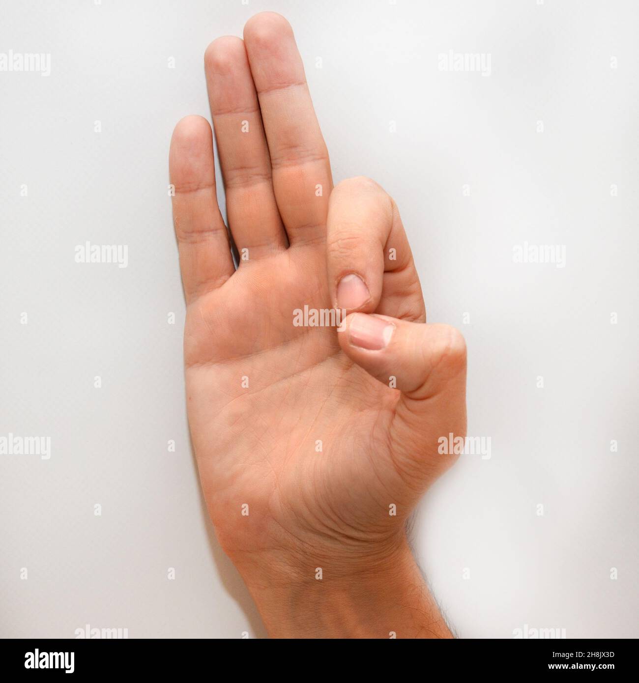 Letter F in American Sign Language (ASL) for deaf people Stock Photo ...