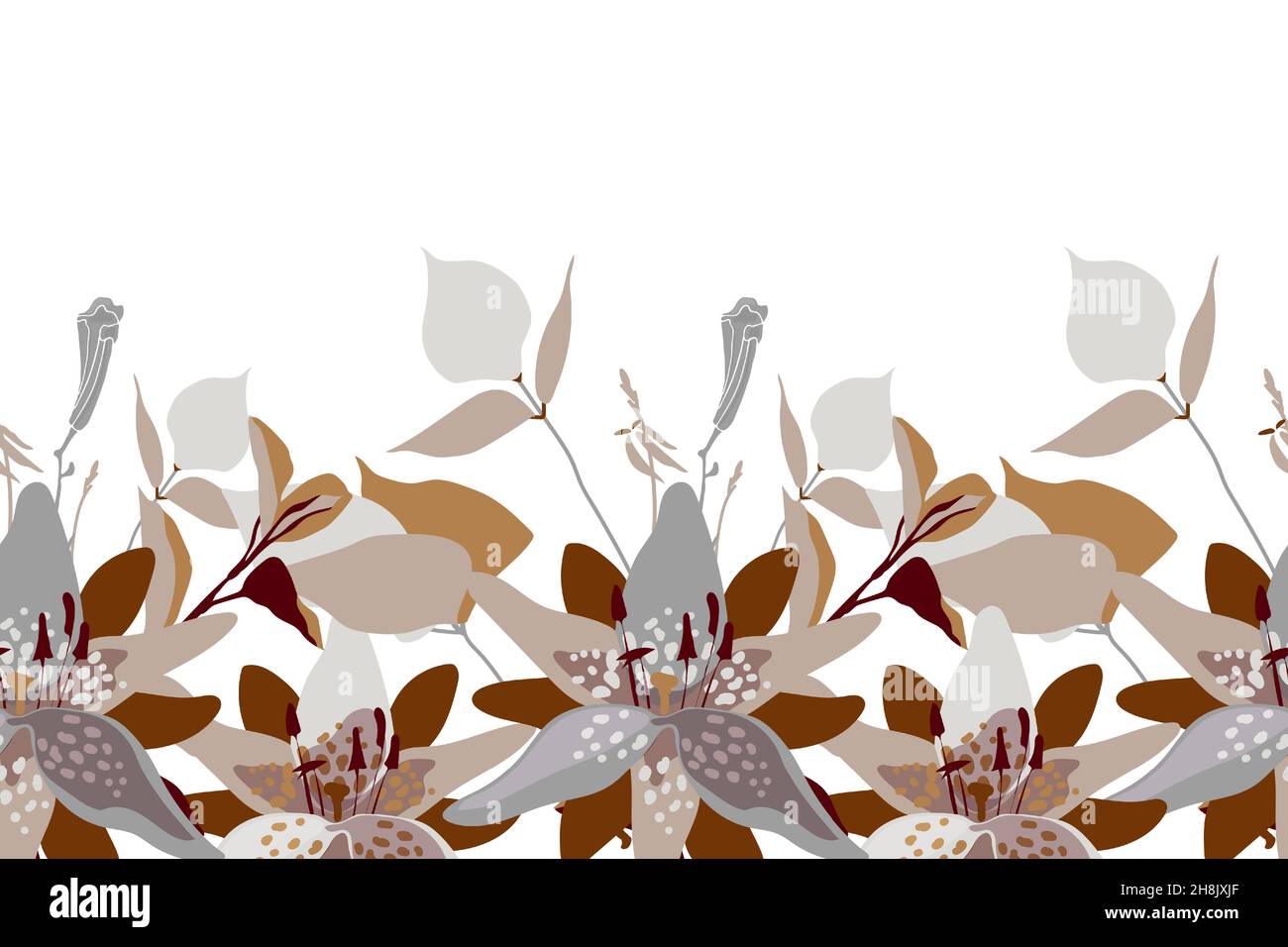 Brown Floral Pattern Border