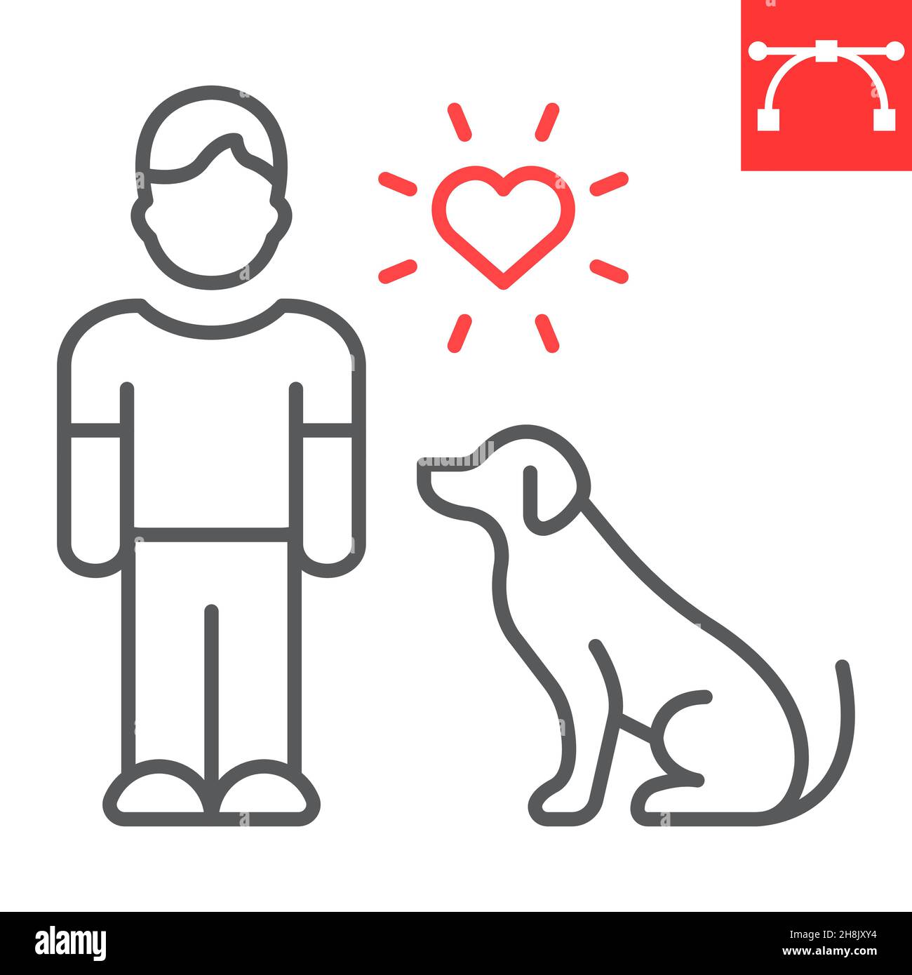 Animals help line icon, pet and volunteering, man and dog vector icon ...