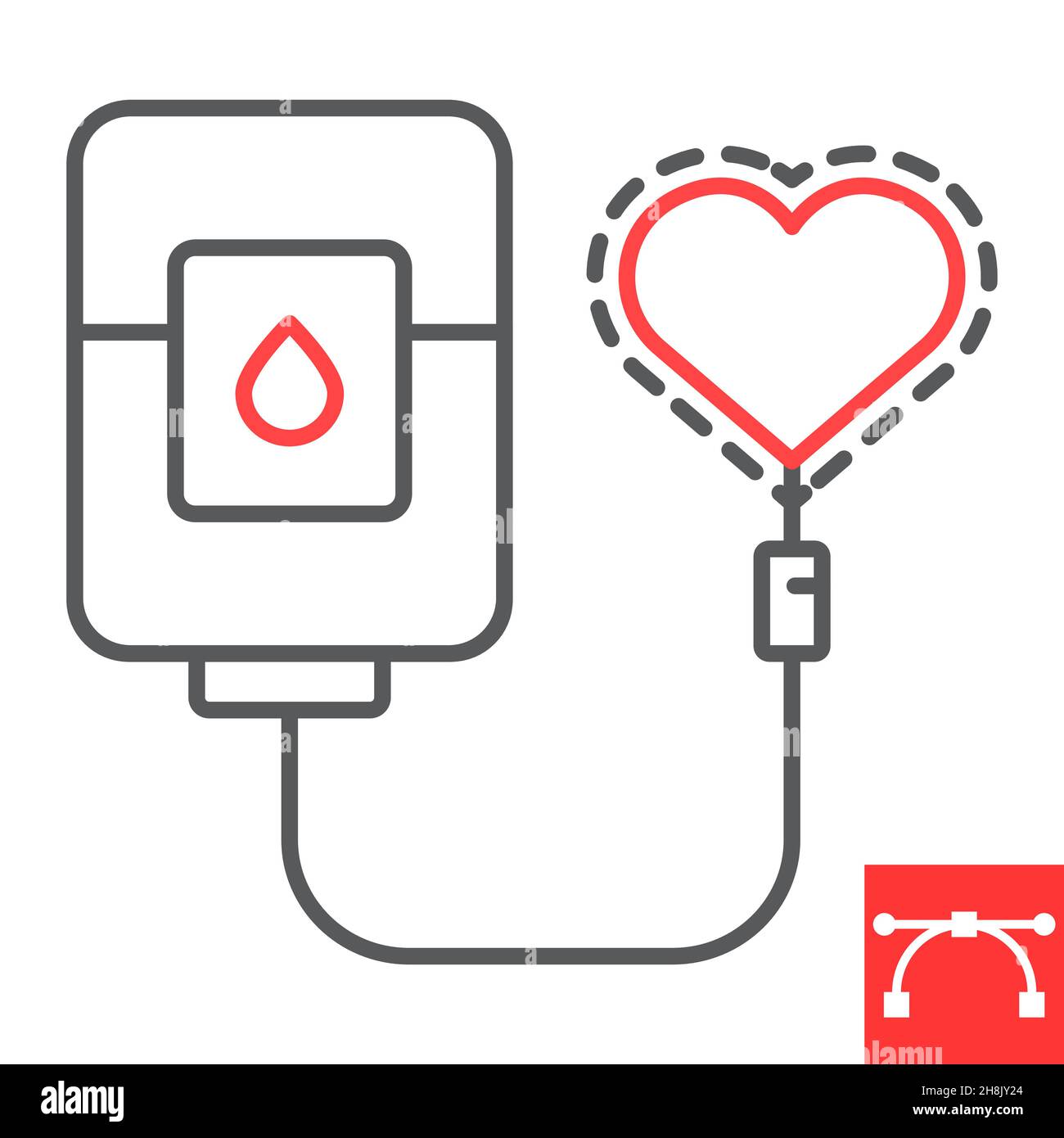 Blood donation line icon, donorship and transfusion, blood bag vector ...