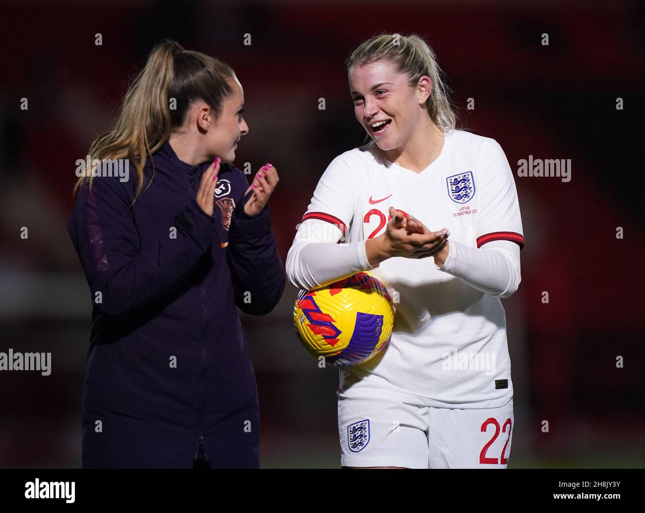 England's Alessia Russo with a match ball after the Women's FIFA World ...